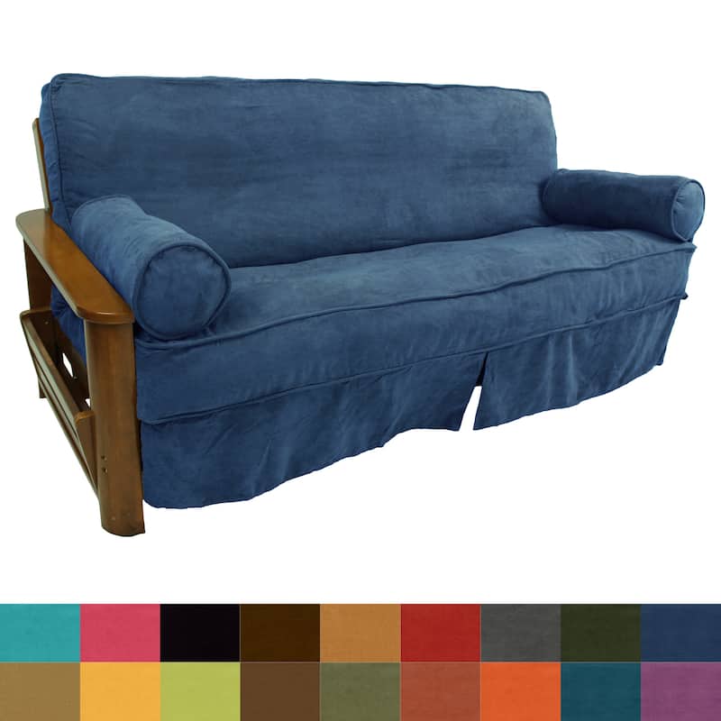 Microsuede Full-Size 8-10 Inch Thick Futon Cover Set with Two Bolster ...