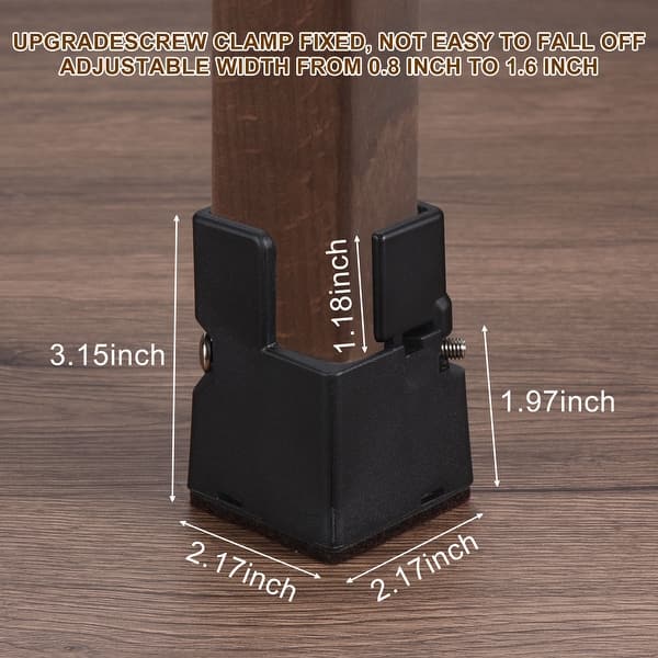 4 Inch Furniture Risers with Screw Clamp, Supports 20,000 Lbs - Bed ...