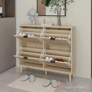 Modern Freestanding Rattan Shoe Rack with 4 Doors - Bed Bath & Beyond ...