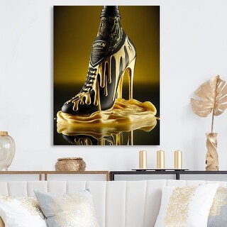 Designart 'Golden High Heels Irish Cream ' Fashion Shoes Metal Wall Art ...