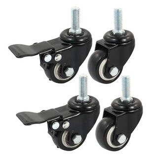Laundry Cart 10mm Thread 1.5" Round Wheel 2 Swivel 2 Brake Caster Set ...