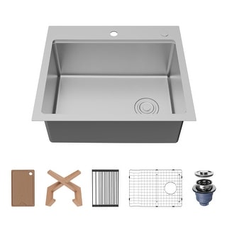 Karran USA WSTMSB2533-PK1 Fusion 25" Drop In Single Basin Stainless ...