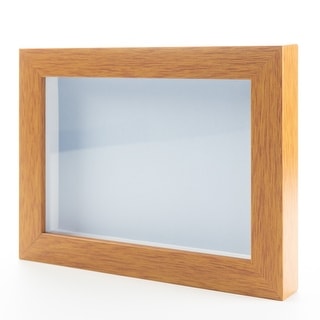 Honey Pecan 12x12 Wood Shadow Box with Blue Acid-Free Backing - With 5/ ...