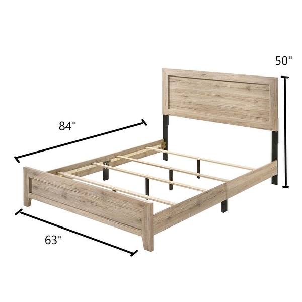 50 High Headboard Natural Solid Wood Queen Bed Box Spring Needed