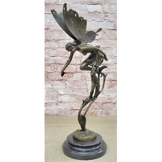 Mythical Fairy Nymph Flower Floral Scene Bronze Statue Sculpture Marble ...