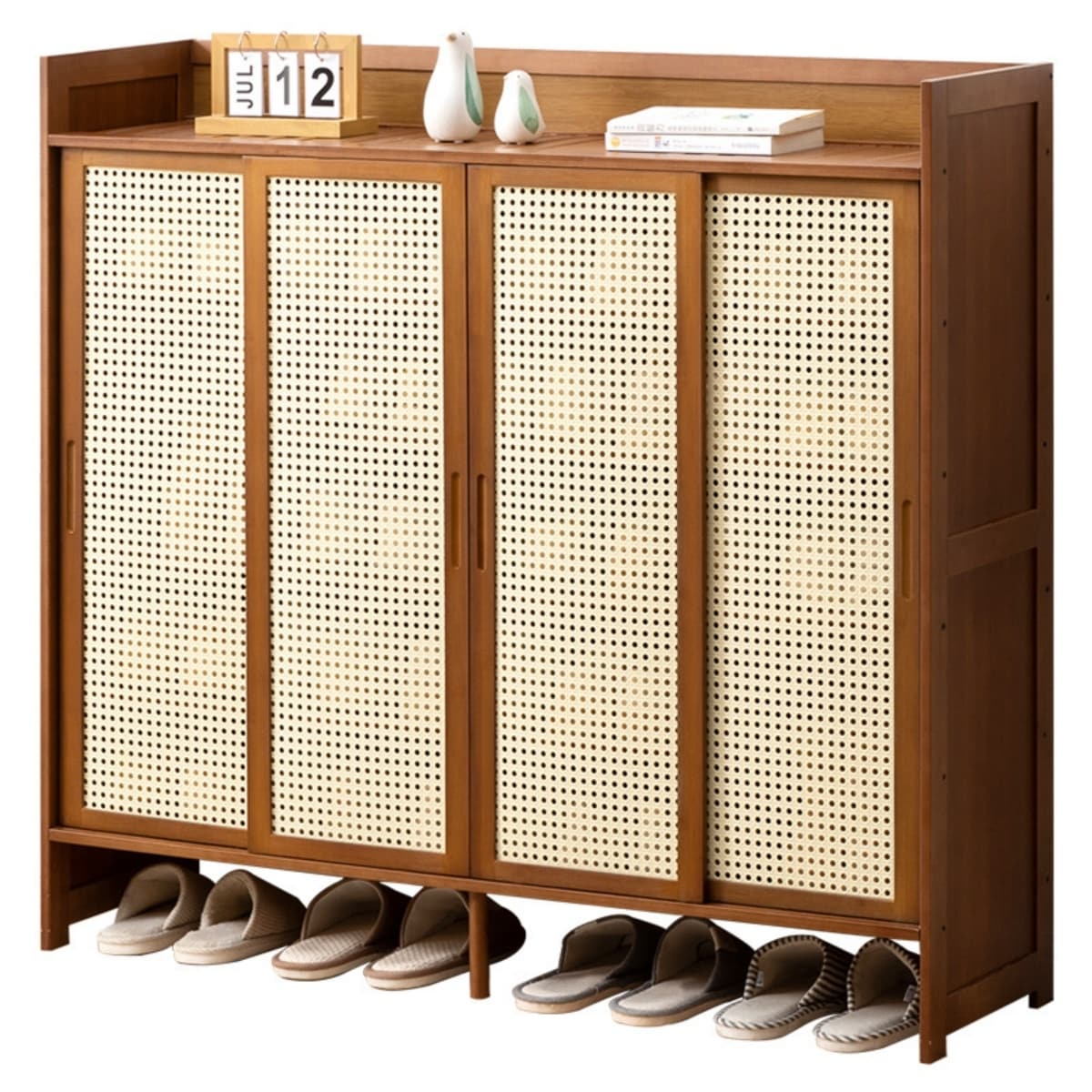 Bamboo Rattan Shoe Cabinet Shoe Storage with Doors - On Sale - Bed Bath ...