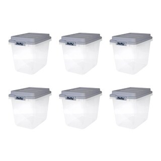 Hefty 6 Pack 32 Quart Hi-Rise Stackable Plastic Storage Bin w/ Lid ...