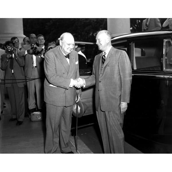 Winston Churchill and Dwight Eisenhower shaking hands Photo Print - Bed ...