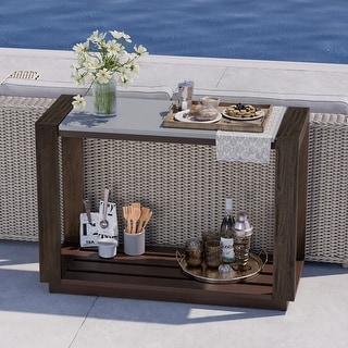 COSIEST Outdoor Pine Wood Rectangular Console Table Bed Bath Beyond 37057184