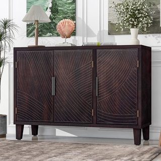 Accent Storage Sideboard with Antique Pattern Doors, Classic Wooden ...