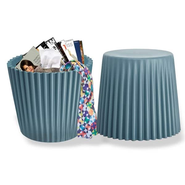 Set of 2 Modern Plastic Cupcake Stools – Stackable Storage Ottomans, Side Tables, or Extra ...