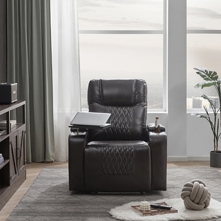 Recliner with Arm Storage, 2 Cup Holders and 360° Swivel Tray Table ...