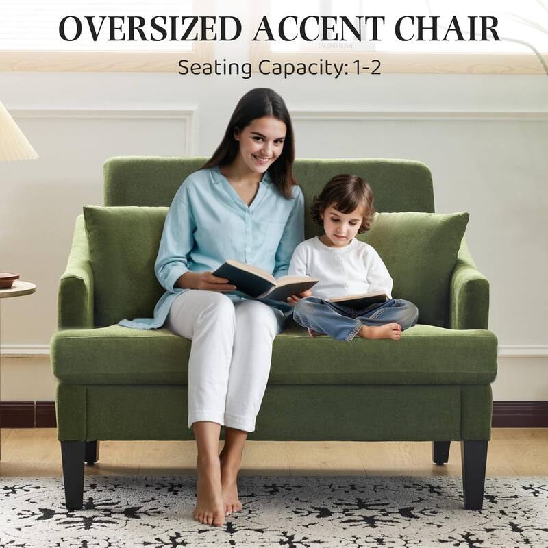 Bezseller Modern Oversized Accent Chair, 34.3'' Wide Seat Upholstered ...