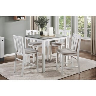 Janne White Gray Fabric Square Counter Height Set - Bed Bath & Beyond ...