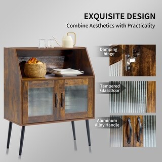 Accent Slim End Table Storage Side Dining Table w/ Glass Door - Bed ...