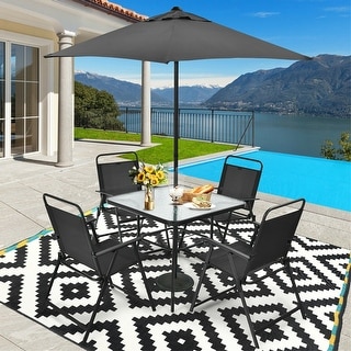 6 Pieces Patio Dining Set with Umbrella - Bed Bath & Beyond - 37532379