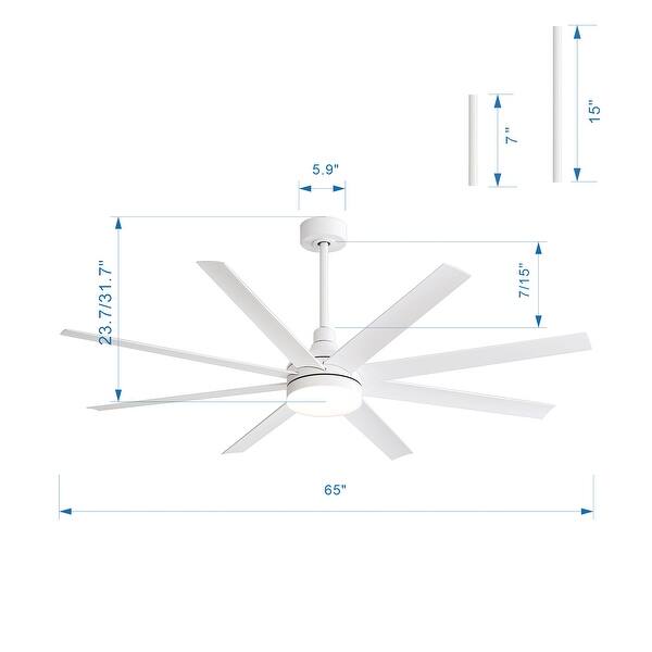 65 Inch Black/White/Gold LED Ceiling Fan with Light Remote(8-Blade ...