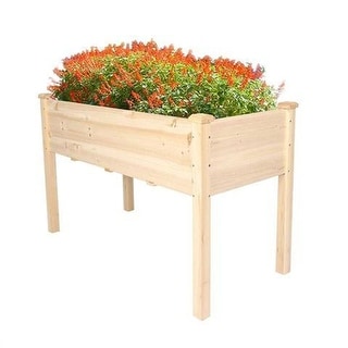 Raised Garden Bed Wood Patio Elevated Planter Box Kit with Stand for ...