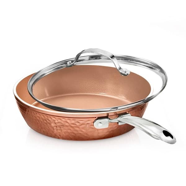 Gotham Steel Hammered Copper Non Stick 10' Fry Pan w Lid - Bed Bath ...