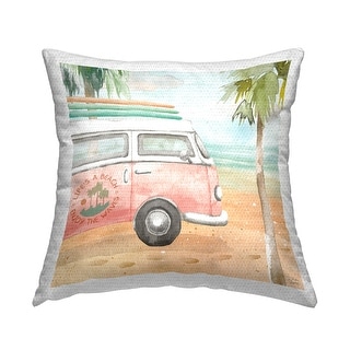 Stupell Pink Bus Van Tropical Vacation Beach Scene Printed Outdoor ...