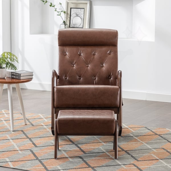 Mid-Century Modern Rocking Chair With Ottoman - On Sale - Bed Bath ...
