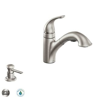 Moen CA87550 Single Handle Kitchen Faucet with Pullout Spray and Soap ...