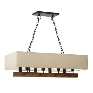 60 X 8 Watt Metal Frame Chandelier with Fabric Shade, Black and Cream ...
