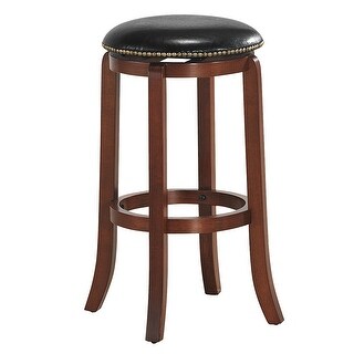 Bistro Leather Padded Backless Swivel Bar stool-29" - Brown - Bed Bath ...