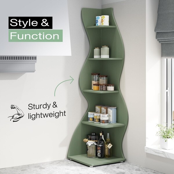 Corner Shelf Bookcase Bookshelf with Unique Shape for Living Room Home Office