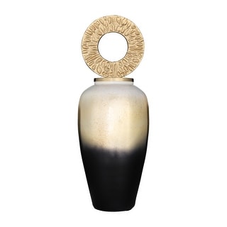 Sagebrook Home Metal 31" Vase With Halo, Champagne, Cylinder, Glass ...