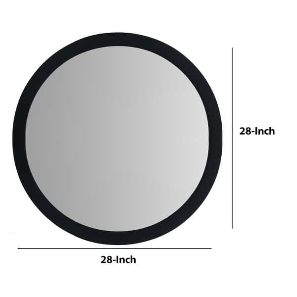 28 Inch Round Wooden Floating Beveled Wall Mirror, Black - Bed Bath ...