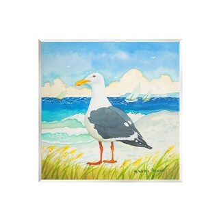 Stupell Seagull on Beach Painting Wall Plaque Art Design by Robin ...