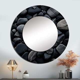 Designart "Black Stones Scenery Minimalism" stone geode Round Bathroom ...