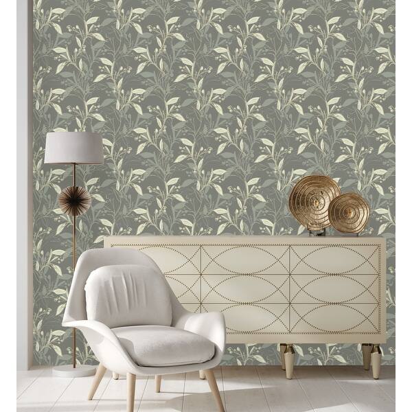 Grey Leaves Wallpaper Peel and Stick and Prepasted - Bed Bath & Beyond ...