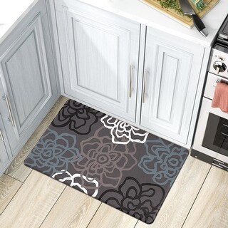 World Rug Gallery Contemporary Modern Floral Flowers Anti Fatigue ...