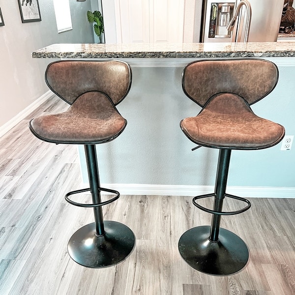 ALPHA HOME Counter Height Adjustable Swivel Bar Chair (Set of 2) - Bed ...