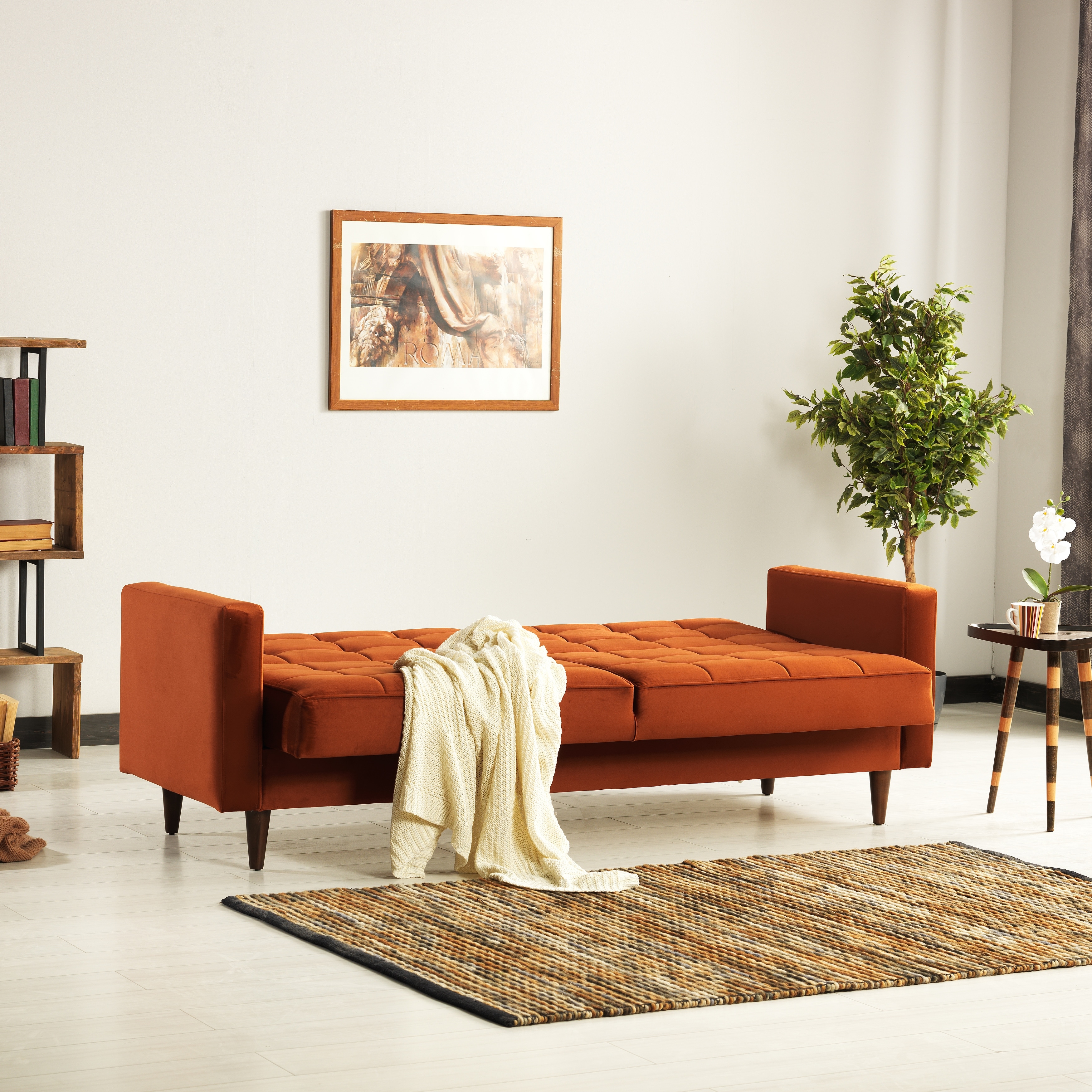 rust orange sofa bed