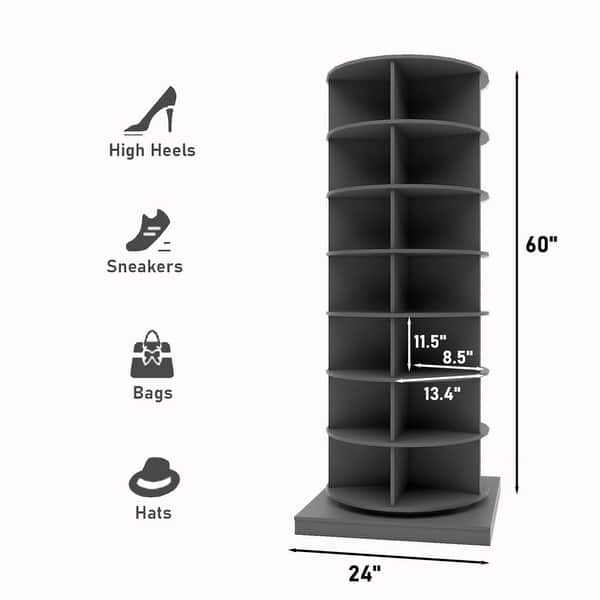 Modern Tall Round 360° Rotating Spinning Shoe Rack, Turntable Rack for ...