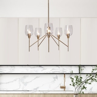 Denan Modern Plating Brass Abstract Wheel 5-Light Chandelier for Dining ...