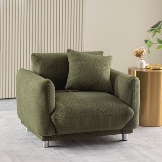 Flannelette Single Sofa Bread-shape Arm Chair Sofa with Anti-skid ...