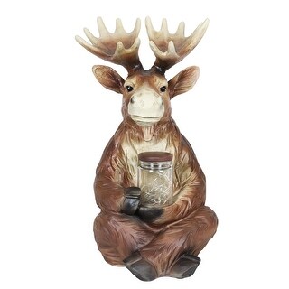 Exhart Solar Moose Garden Statue Holding a Glass Jar with Eight LED ...