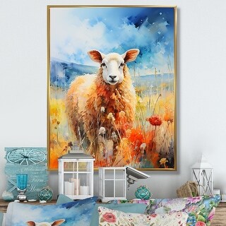 Designart "Abstract Sheep Grazing I" Sheep Framed Canvas Wall Art - Bed ...