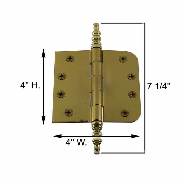 Bright Brass Cabinet Door Hinge 4" with Removable Stainless Steel ...