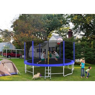Safety First-15 FT Round Outdoor Trampoline with Security Nets and ...