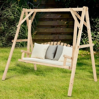 Outdoor Wooden Porch Swing A Frame Wood Log Swing Bench Chair - Bed ...
