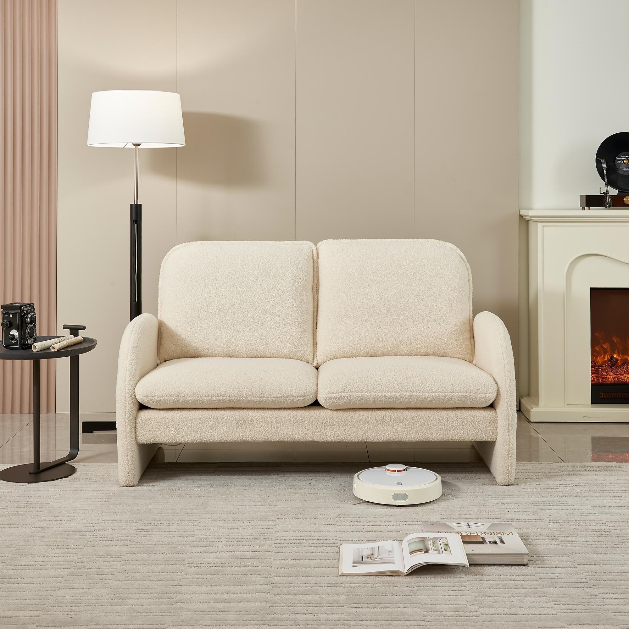 Stylish 2 Seater Love Seat Couches for Small Space Upholstered Seat with Armrests Living Room Decorative Sofa