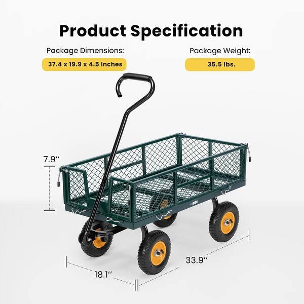 Heavy Duty 550 Lbs Capacity Mesh Steel Garden Cart Folding Utility ...