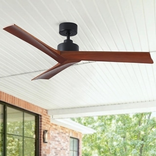 Matte Black Ceiling Fan - DC Motor - Remote Control - Black+Brown - 52 ...