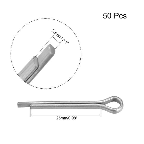 2.5mm x 25mm Zinc-Plating Steel Spring Cotter Clip Pin R Shape 50 Pcs ...
