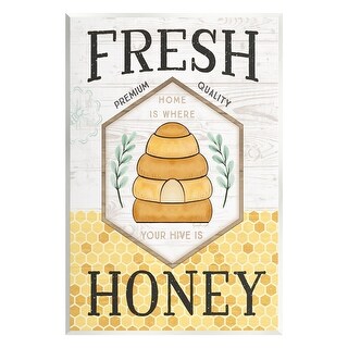 Stupell Fresh Honey Rustic Bee Hive Typography Sign Wood Wall Art ...